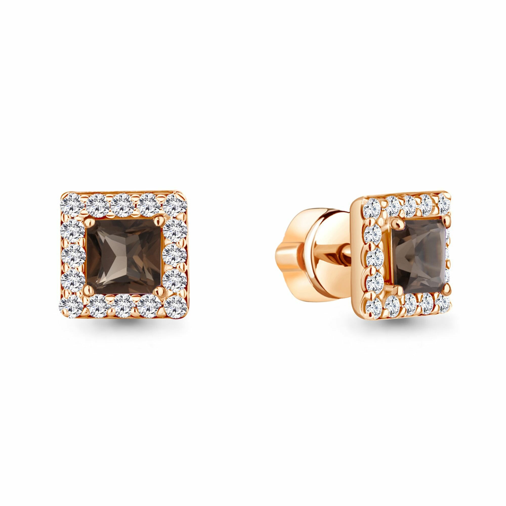 Серьги Diamant online, серебро, 925 проба, золочение, кварц, фианит