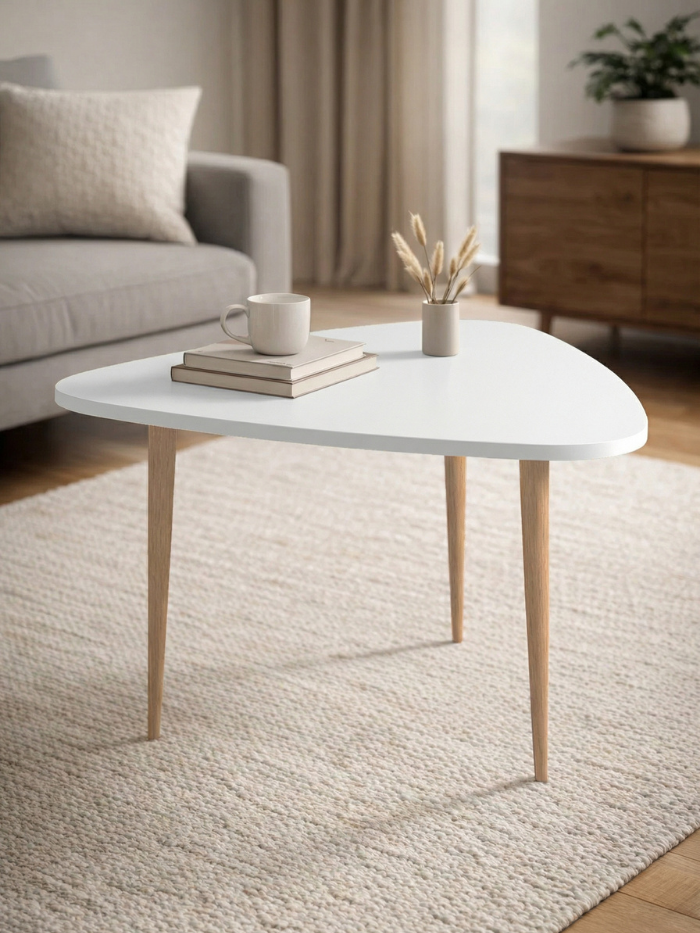 Журнальный столик Арт Дизаин 2 Треугольный Квадро-М, Белый глянец, кофейный, чайный, для ноутбука