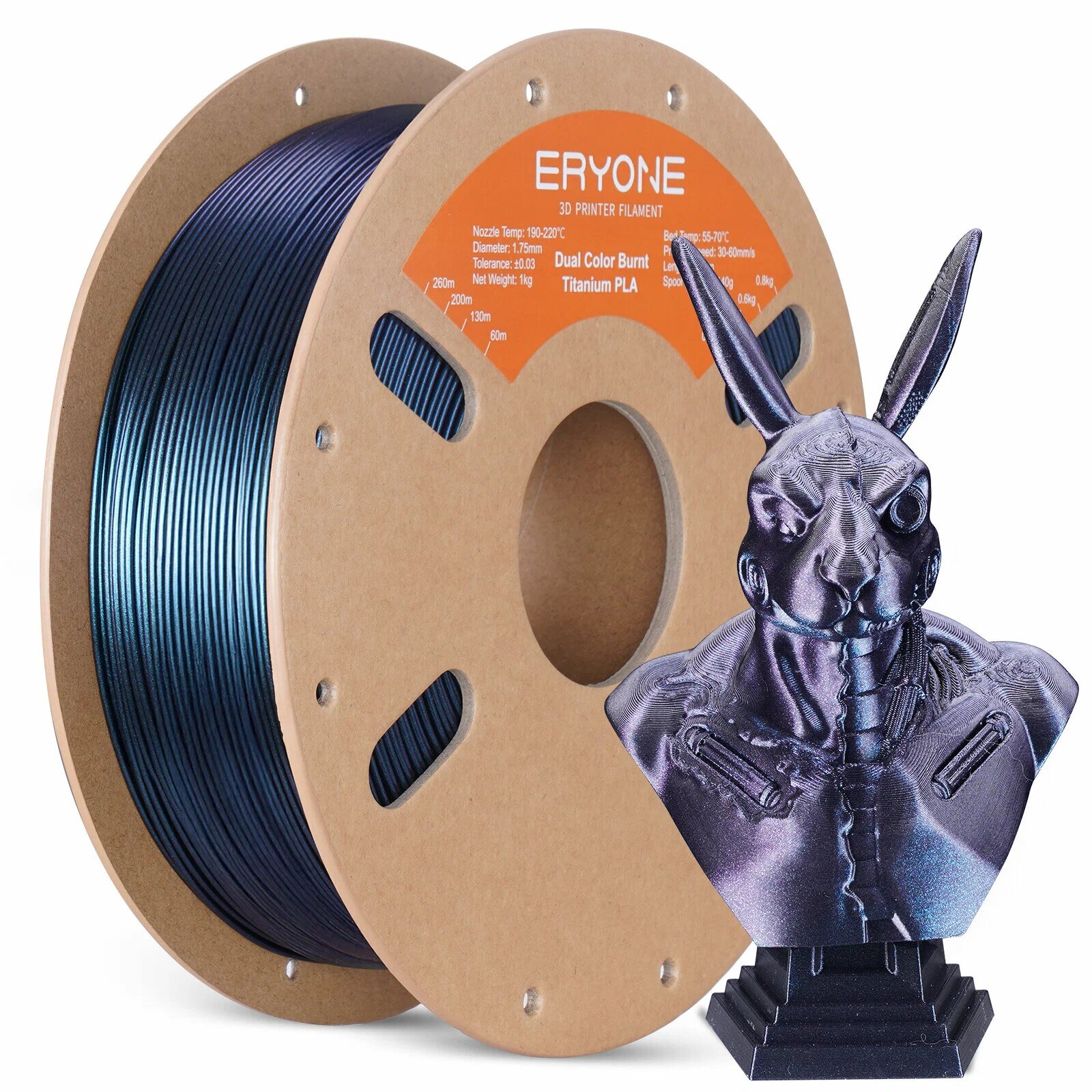 Пластик Burnt Titanium PLA Dual Color 1.75mm/1KG Blue & Rose Red