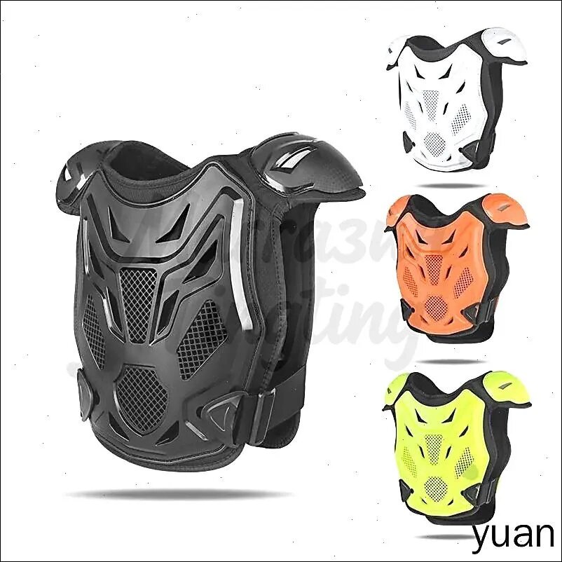 Моточерепаха универсального размера, защитный жилет для детей и подростков, черный, оранжевый, желтый