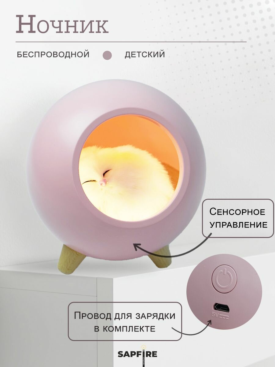 Ночник детский котенок в домике