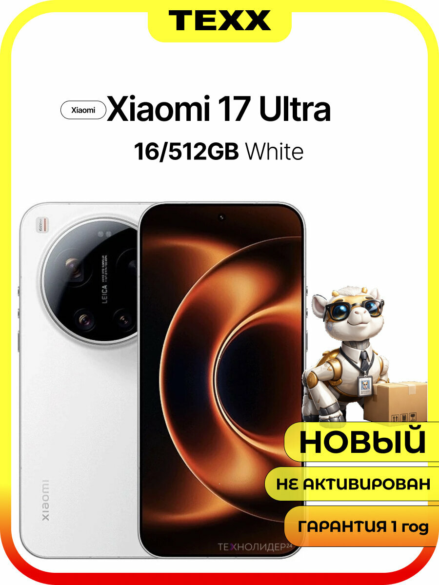 Смартфон Xiaomi 17 Ultra, 6.39 ", 16/512GB, 200Мп камера, цвет White ( белый ) Leica