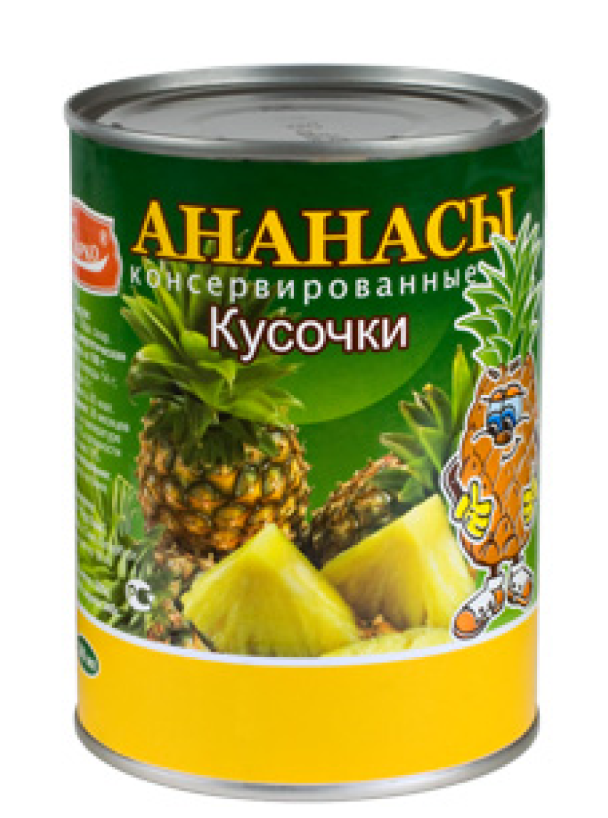 Консервированные ананасы Барко, кусочки, 580 гр