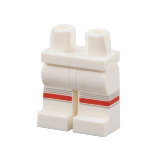 Hips and Legs with Red Knee Stripes and Light Bluish Gray Lines Pattern, 970c00pb1622 White U