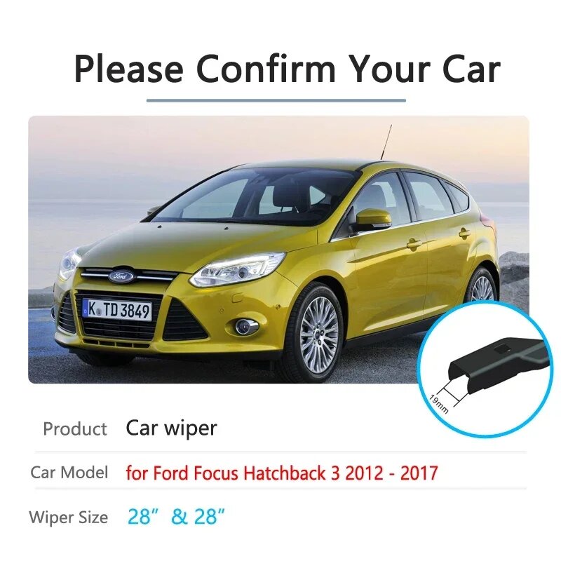 Автомобильные щетки стеклоочистителя для Ford Focus 3 2012 ~ 2017 MK3, лобовое стекло, ветровое стекло, автомобильные аксессуары, наклейки 2013 2014 2015 2016