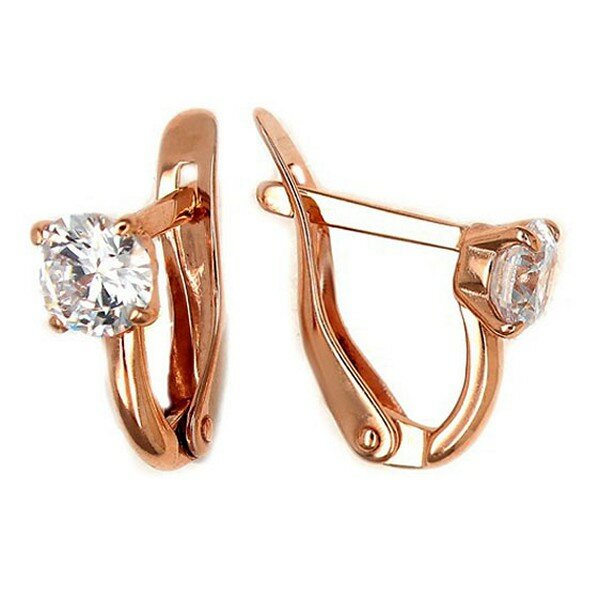 Серьги, красное золото, 585 проба, фианит