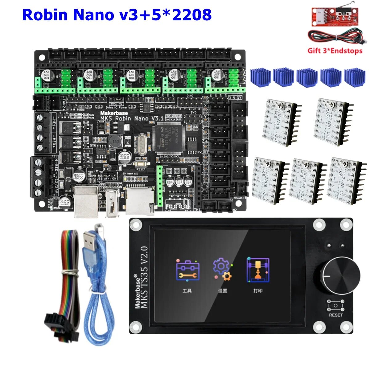 Makerbase Robin Nano V3.1 3D-принтер, Nano-TS35-2208