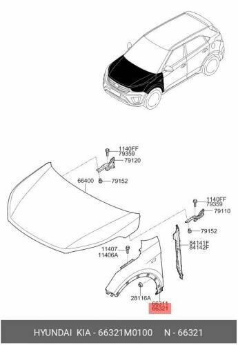 Панель крыло правое Hyundai / Kia (Mobis) 66321M0100 :