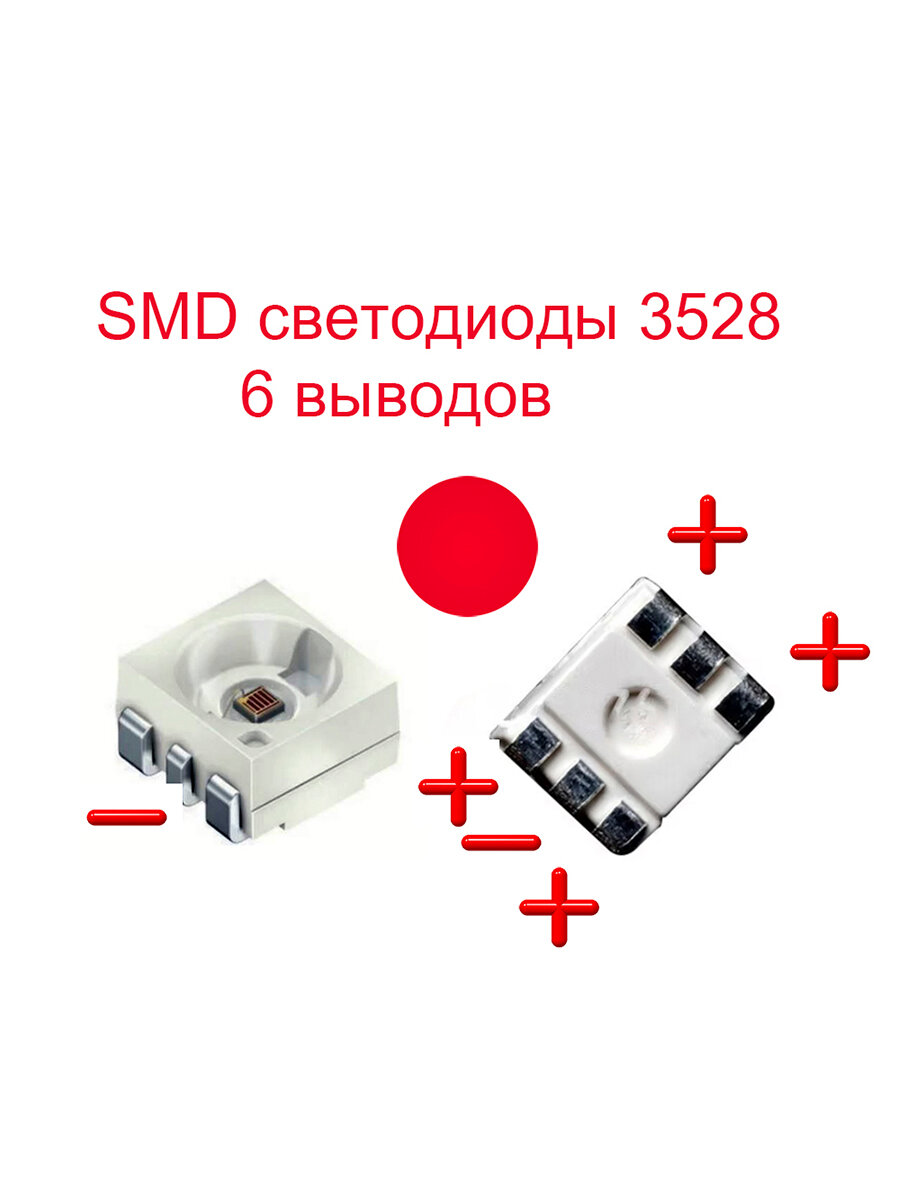 Светодиодная лента 0.2 Вт, Красный, 5 шт