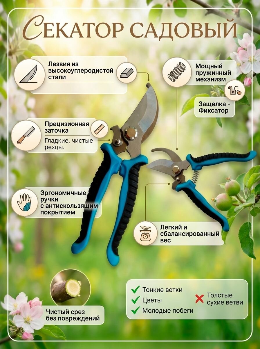 Секатор садовый, кусторез, сучкорез