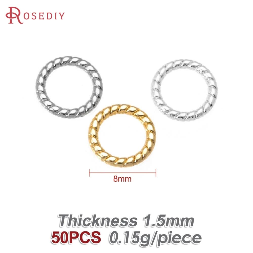 Кольца из латуни Rosediy, 30 шт Silver Color, 8MM 50PCS