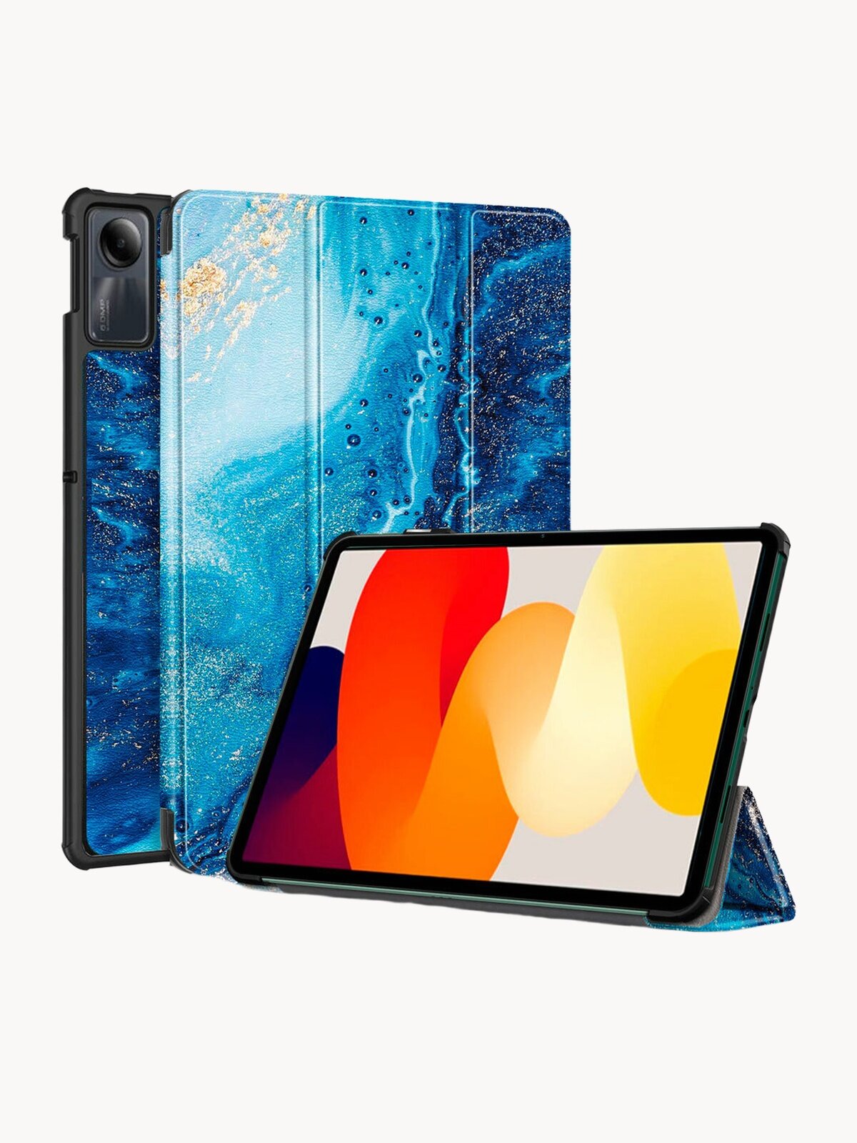 Чехол для планшета Redmi Pad SE (11 дюймов), с магнитом и красивым рисунком (Волна)