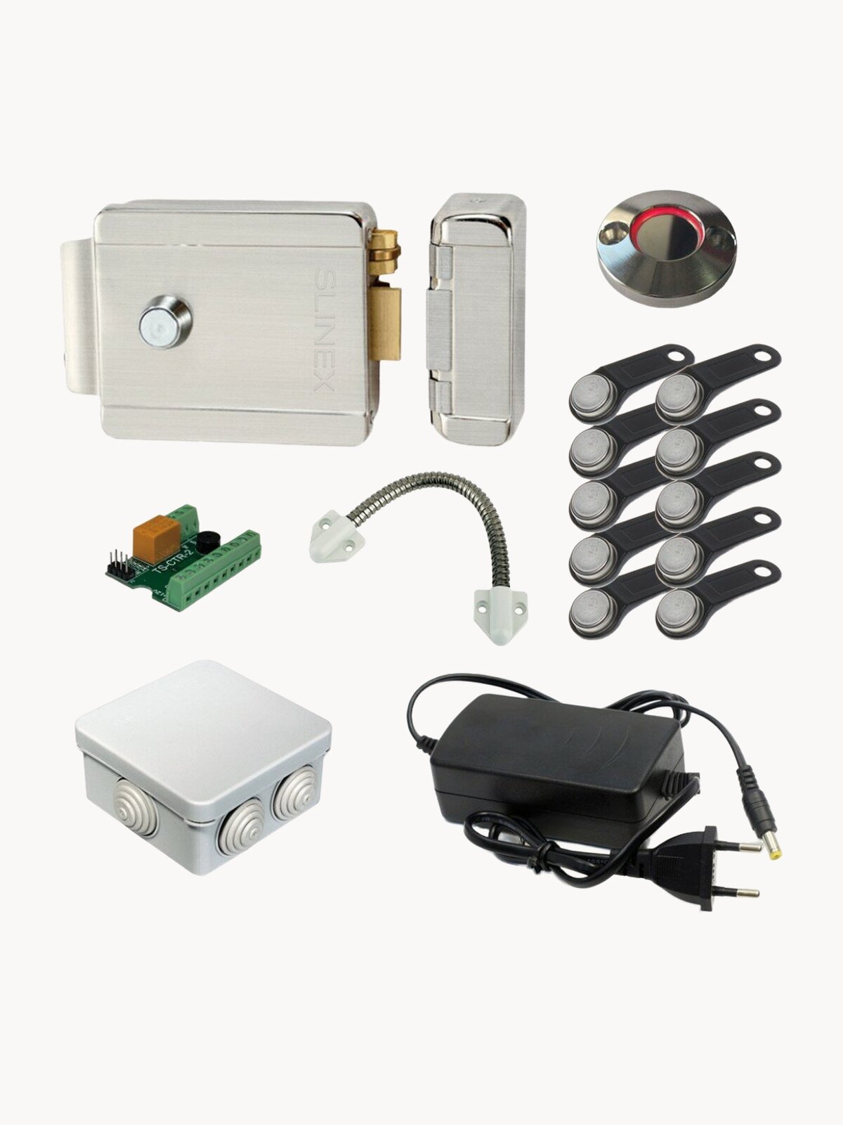 Электромеханический замок на калитку с электронными ключами TM уличный для частного дома (серебристый)