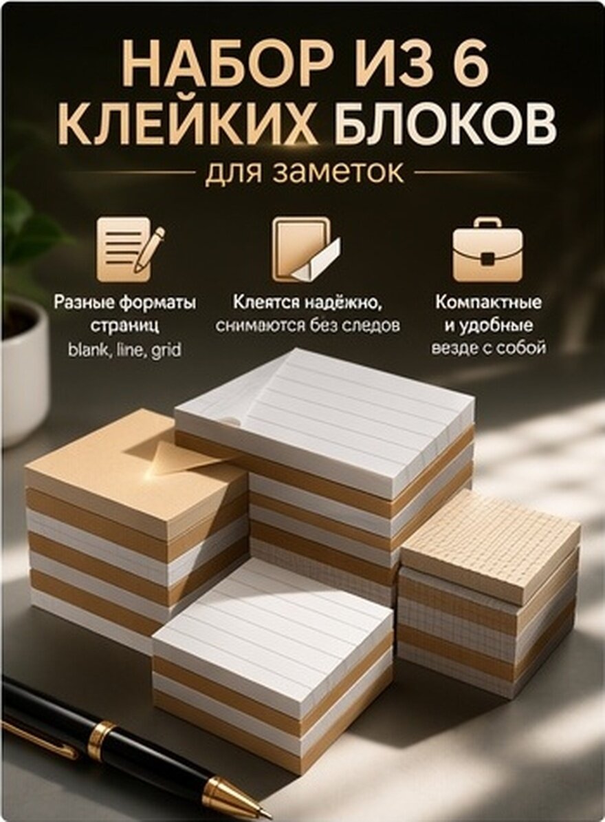 6 Шт Клейкие Заметки Портативные Стикер Блокноты Для Офиса 7 5X7 5Cm