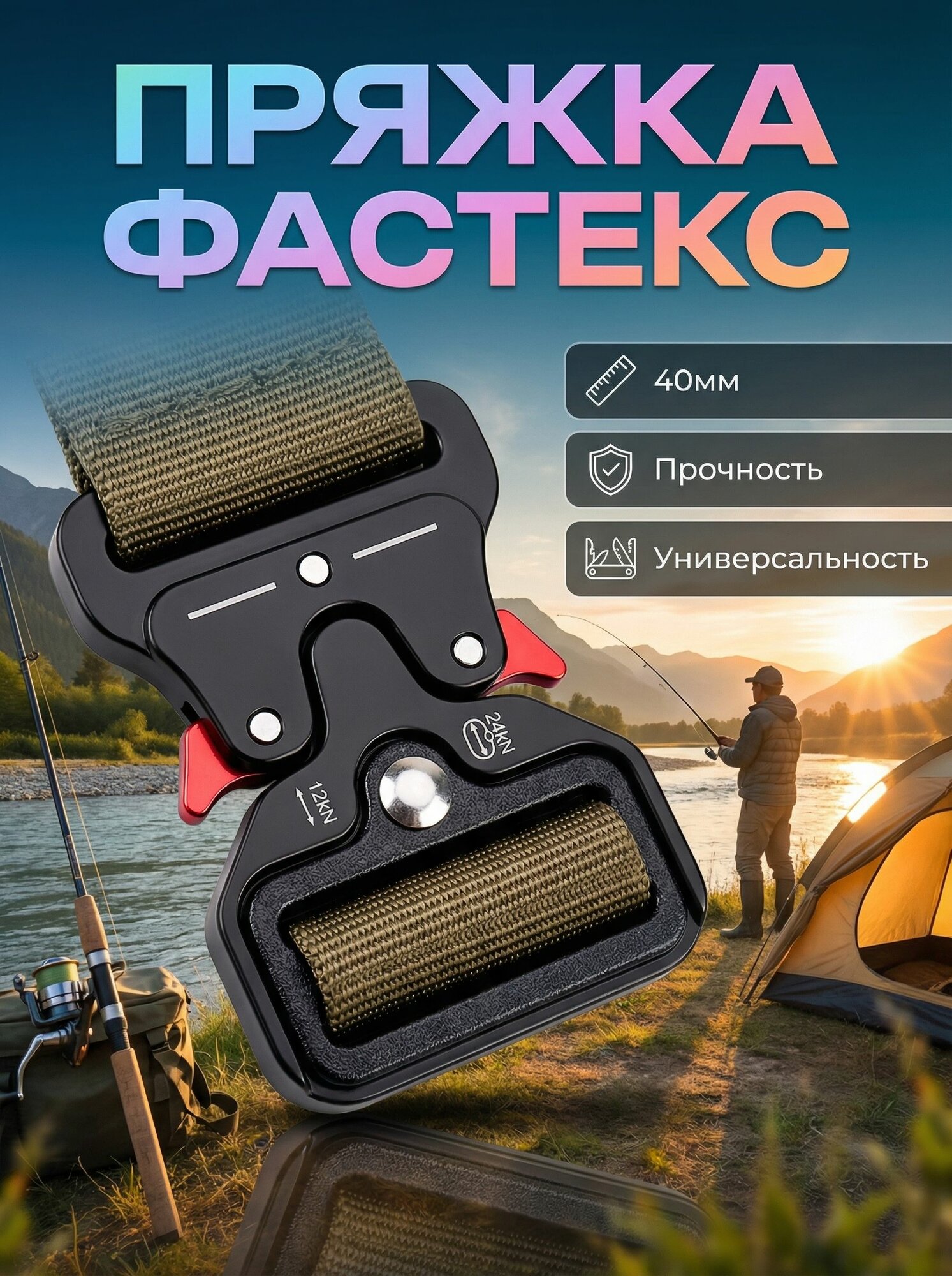 Пряжка фастекс кобра 40мм, застежка на стропу рюкзак 1шт