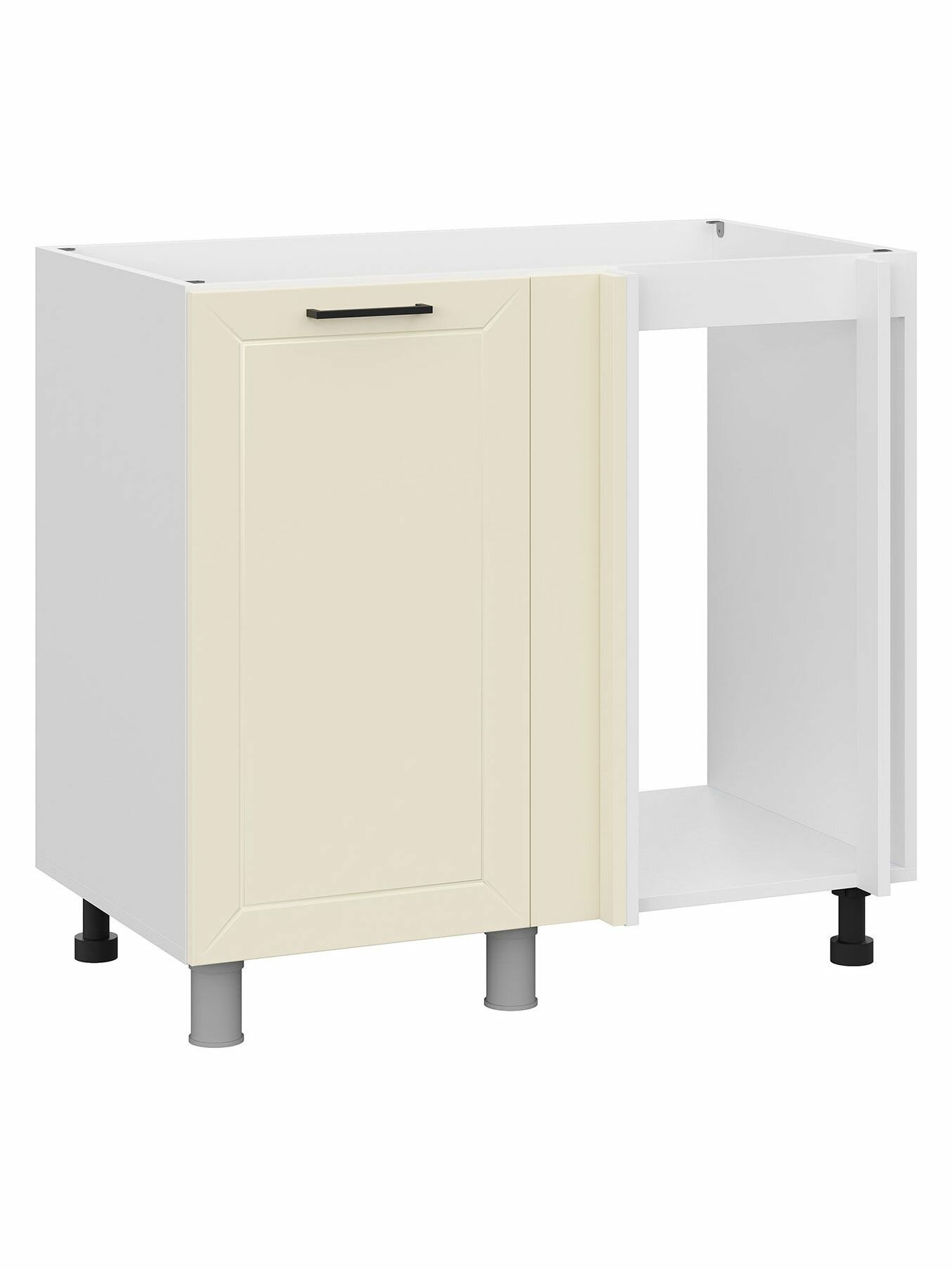 Кухонный модуль напольный, угловой стол под мойку Сектор с полками, с доводчиками, 90х50.6х82.4 см, Белый / Магнолия