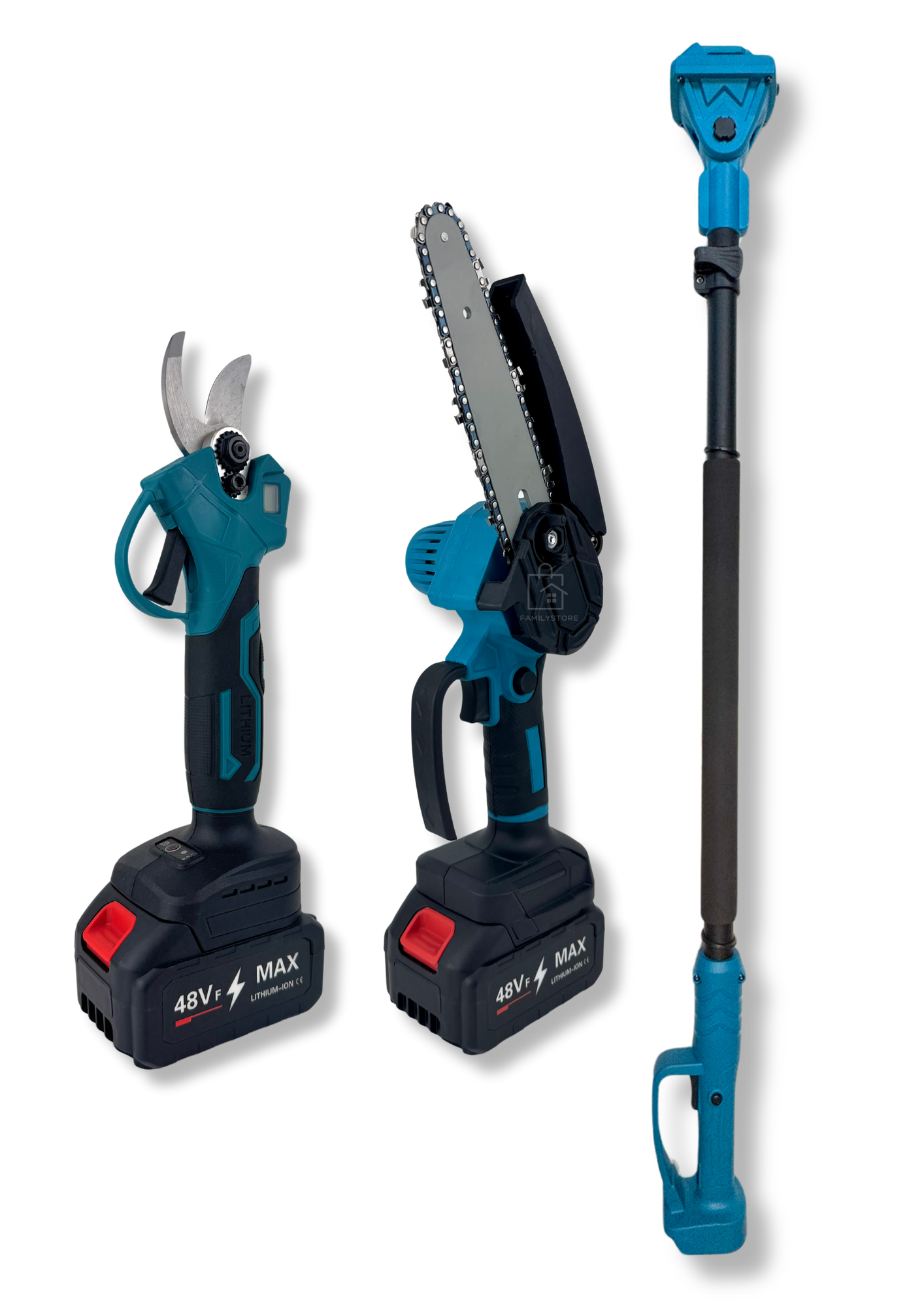 Набор 3в1 "Высоторез, цепная мини-пила, секатор", от аккумулятора, телескопическая ручка