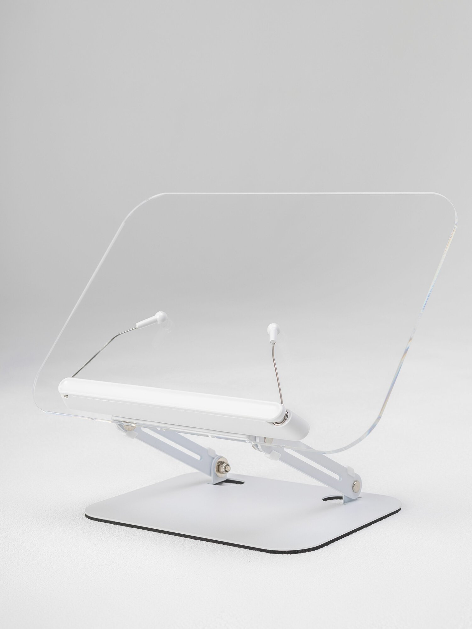 Подставка для книг, учебников, планшетов: металлический прозрачный настольный держатель