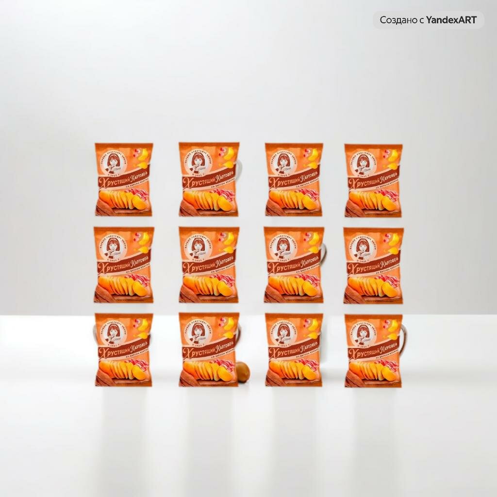 Чипсы Хрустящий Картофель со вкусом бекона, в ломтиках, 70 гр, 12 уп