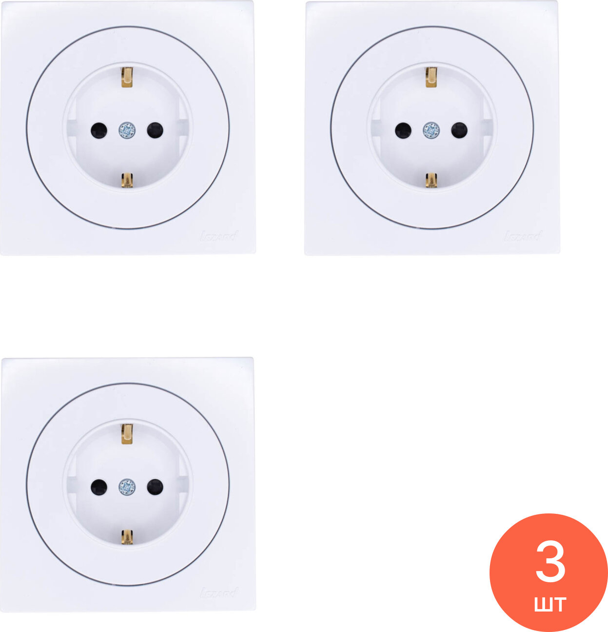 Розетка силовая штепсельная Lezard / Лезард Osen, 16А 250В IP20, белый, одноместная с защитой от детей, 743-0288-124B / электрооборудование (комплект из 3 шт)