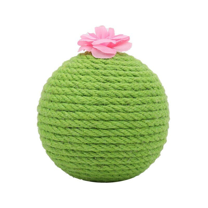 Cat Scratcher Climbing Tree Sisal Ball Carving Cute Green Cactus Design Flowers Устойчивые к укусу Смешные игровые игрушки для котенка
