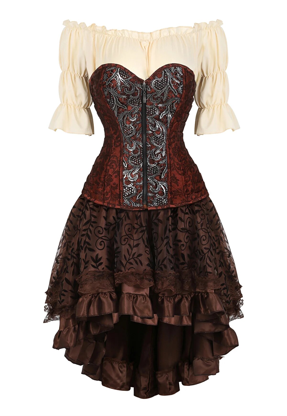 Женский стимпанк костюм пирата L, brown 6