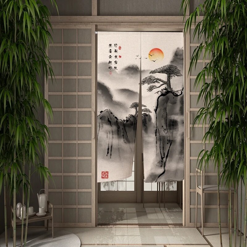 Дверная занавеска китайская пейзаж 65x90см, цвет 4