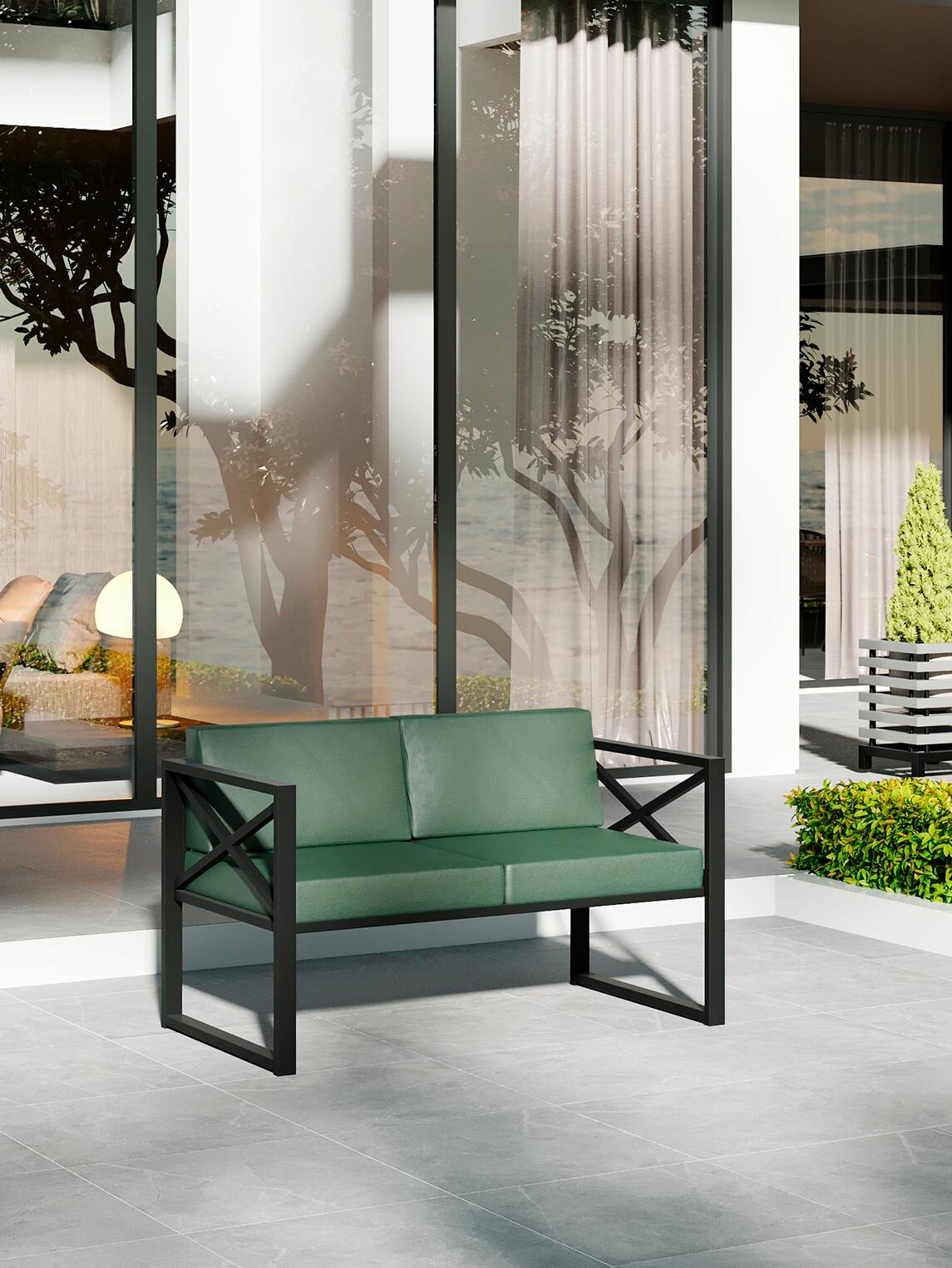 Диван уличный садовый Лофт 130 см, Оксфорд 265, зеленый