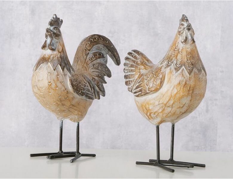 Набор декоративных фигур курочка И петушок хенни, полистоун, 19 см, 2 шт, Boltze 2054375-набор