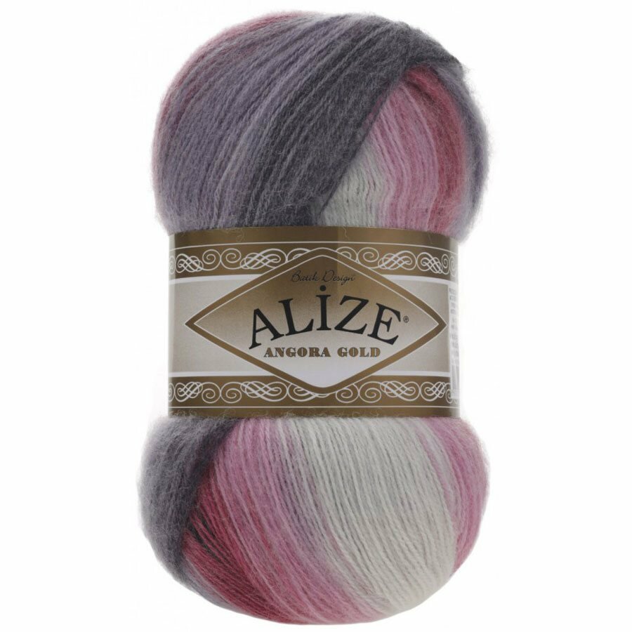 Пряжа Alize ANGORA GOLD BATIK 1602 роз/сер/бел (5 мотков)