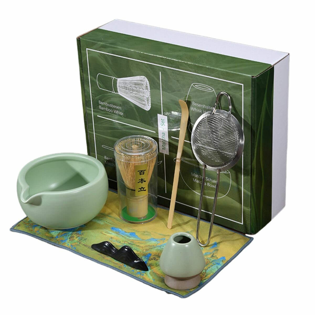 Набор чая матча 7 предметов, подарочная коробка
