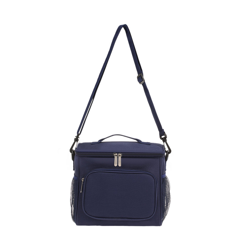 Термосумка для обеда Insulated Lunch Bag Tote Box с регулируемым плечевым ремнем, водонепроницаемая, материал 600D Оксфорд, пэва плёнка, 5мм перламутровая вата, цвета Черный Зеленый Розовый Тёмно-синий Красный, размер упаковки 26.8*22.6*8.8см, вес 340г,