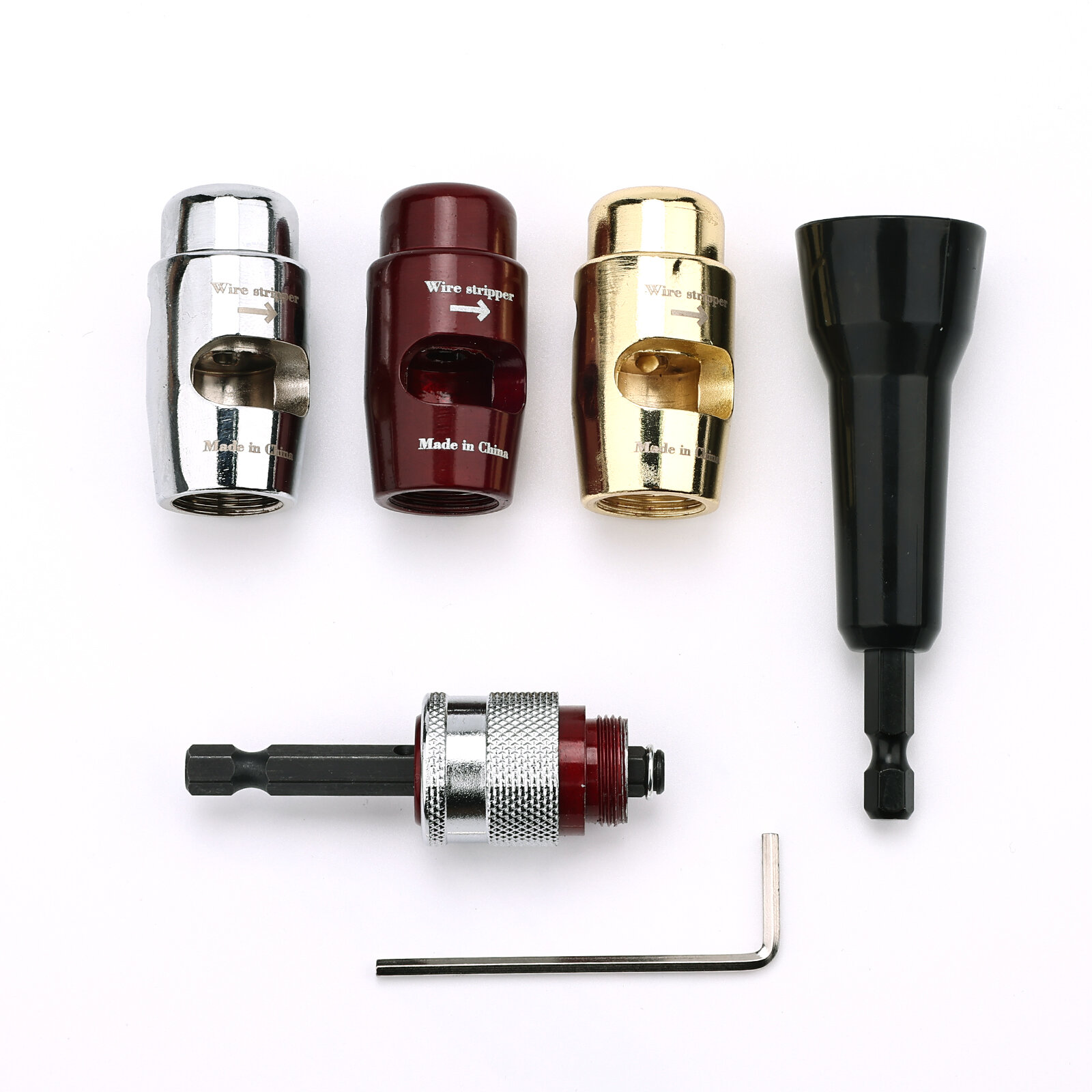 Дебарьер для электропроводов из алюминиевого сплава электрический, инструмент для снятия изоляции вращающийся, совместимый с различными электрическими дрезами для электрика, модель 2.5SQ, 4SQ, 6SQ, 3в1 Набор (доступно по выбору), размер изделия