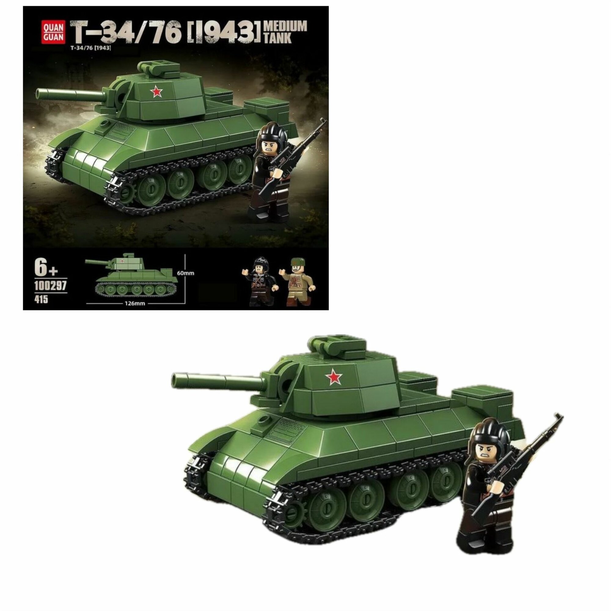 Пластиковый конструктор военная техника "Танк Т-34" 415 деталей