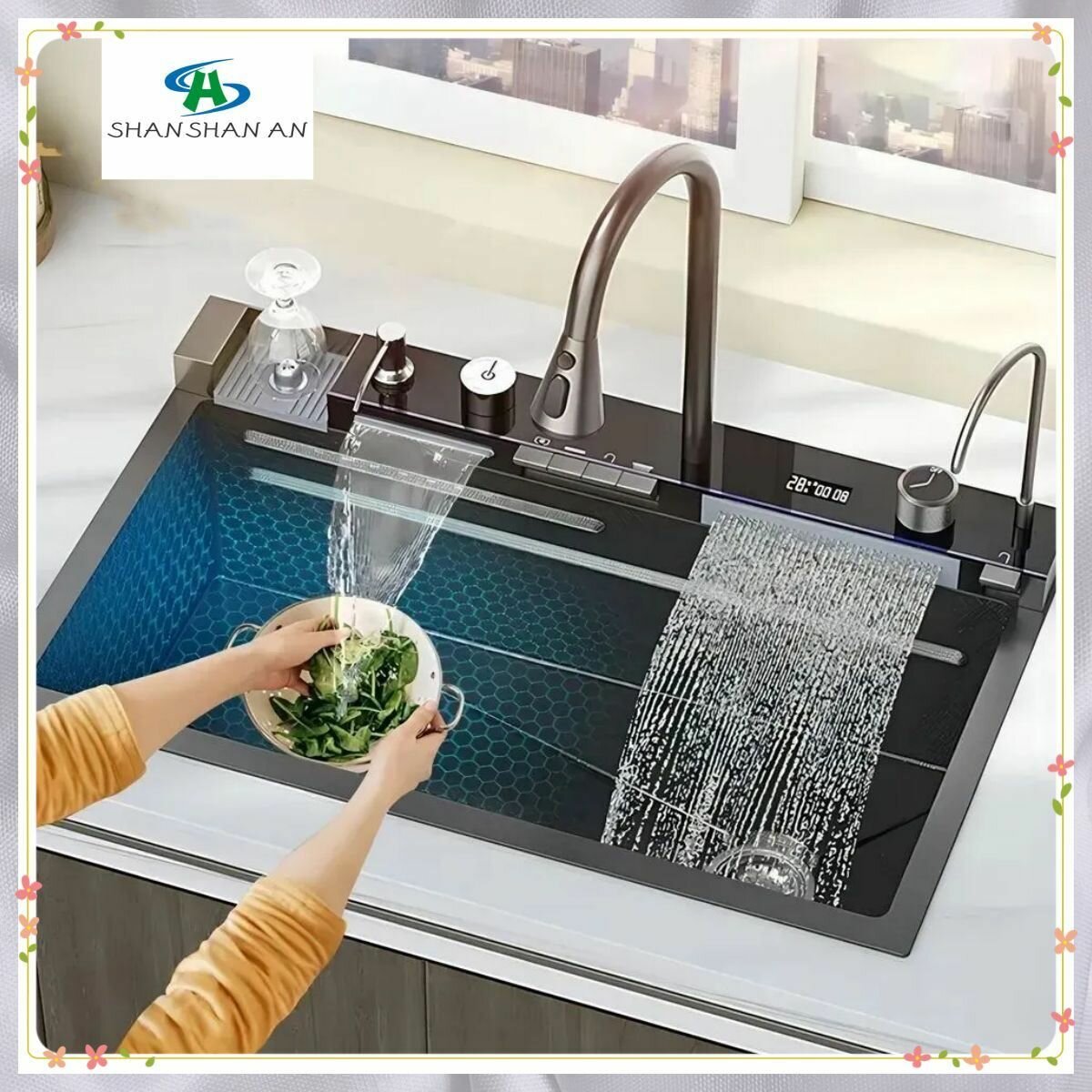 Кухонная мойка XIADMLK, нержавеющая сталь, прямоугольная, 75x45 см, многофункциональная