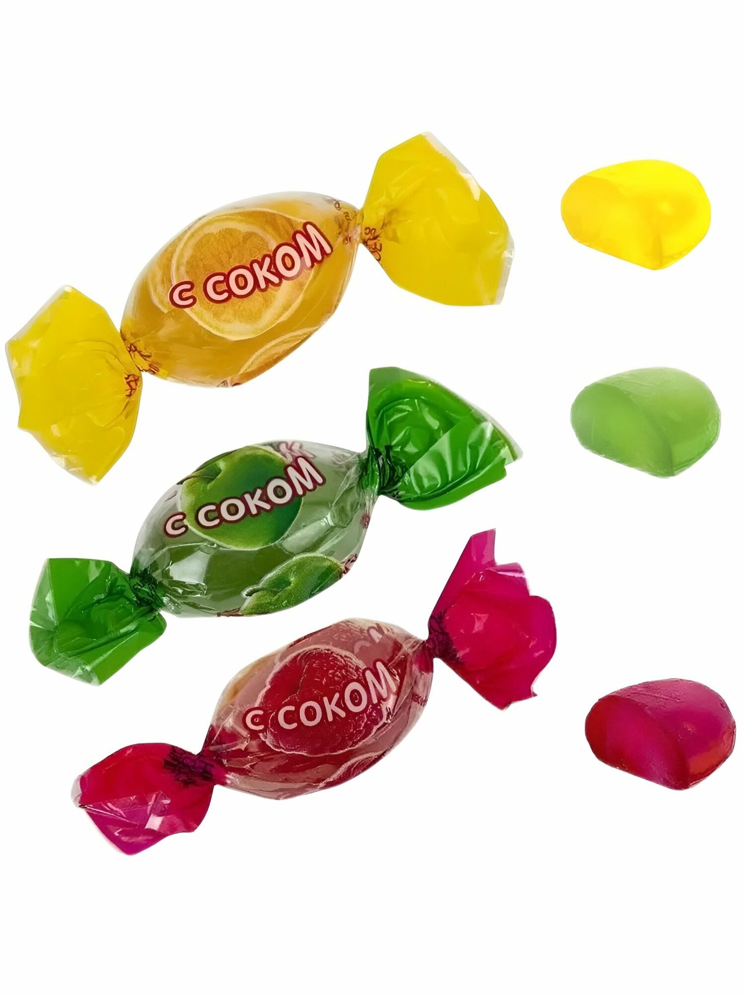 Карамель с натуральным соком малины, яблока и лимона, 500 гр.