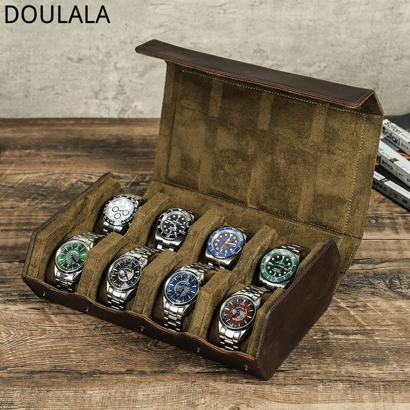 DOULALA Чехол Для Часов Ручной Работы Из Натуральной Кожи С 8 Слотами, Коробка Для Часов Для Мужчин