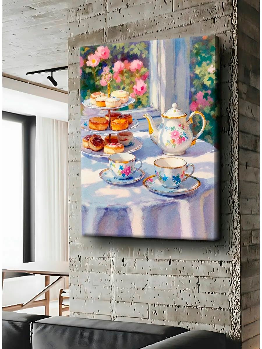Картина "Чаепитие", модульная 50х70см 1шт, на деревянном подрамнике
