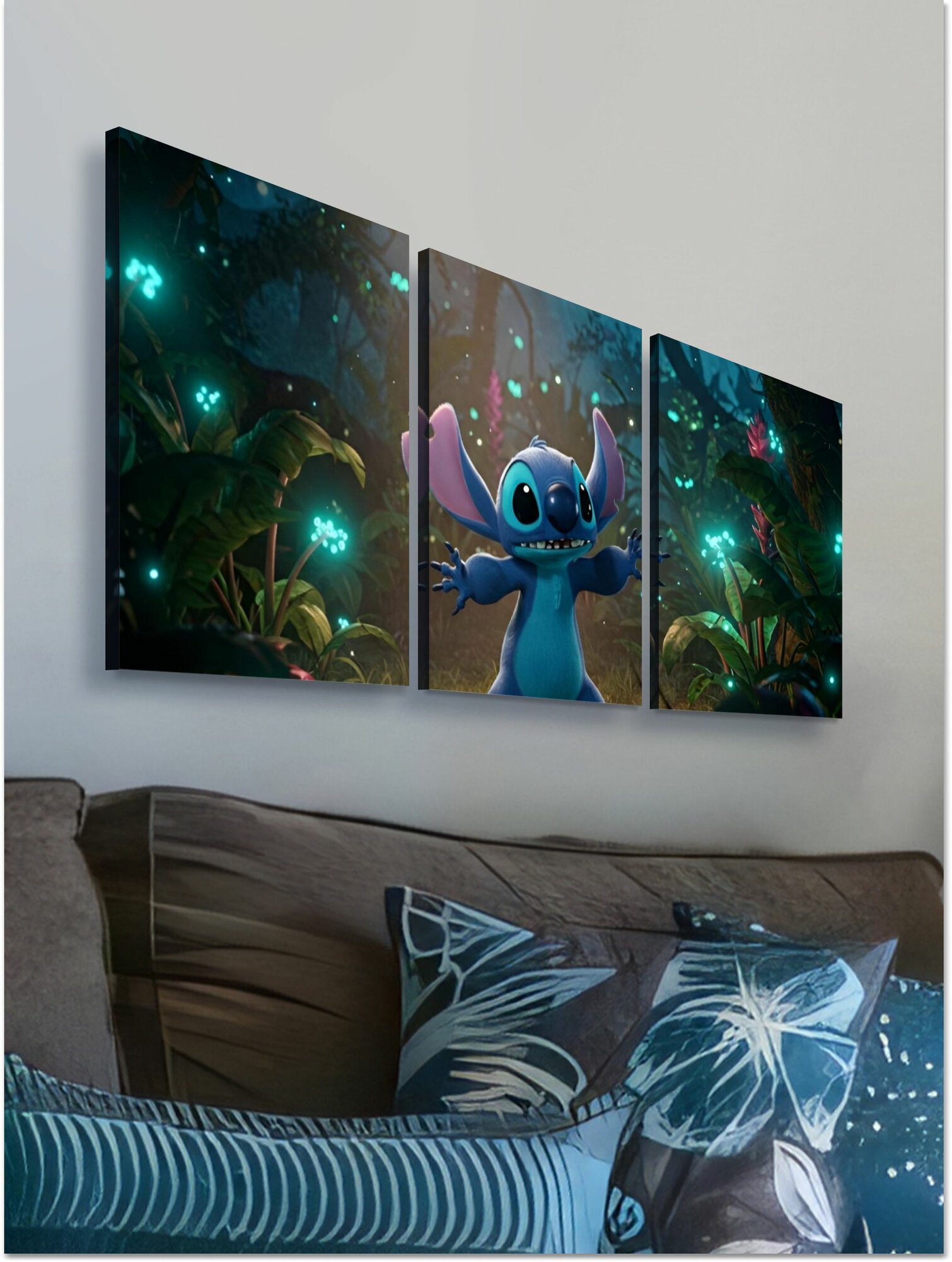 Картина Стич в ночи модульная 50x70см 3шт.