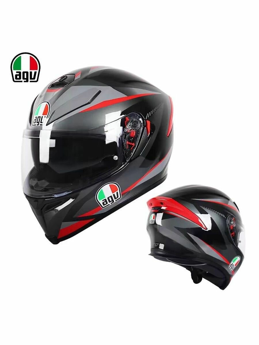Мотоциклетный шлем AGV-K5S, цвет: красный, черный, серый, размер: размер M