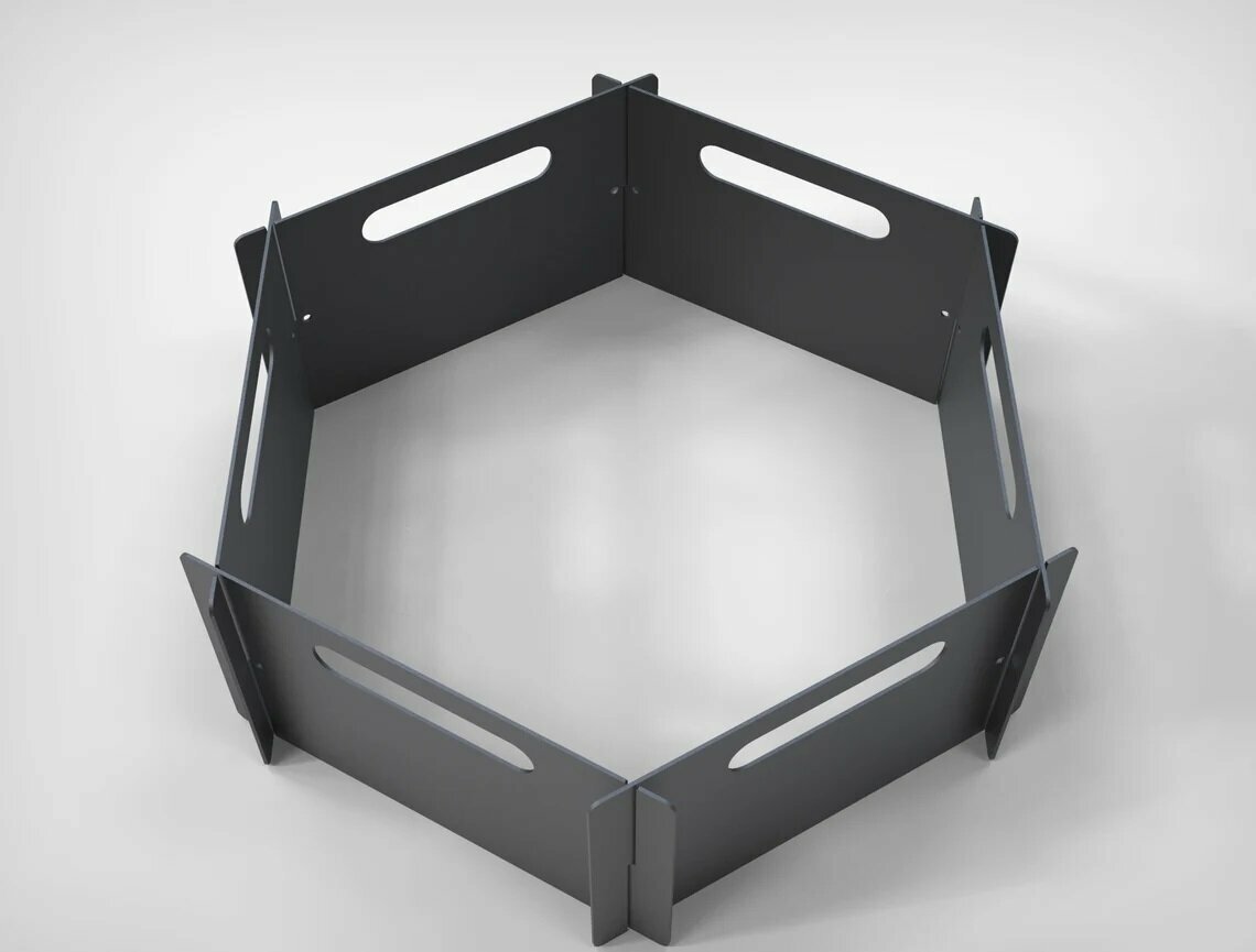 Очаг, чаша для костра, Костровая чаша, Жаровня для улицы Наземная Шестиугольник, разборная - огнеупорная краска