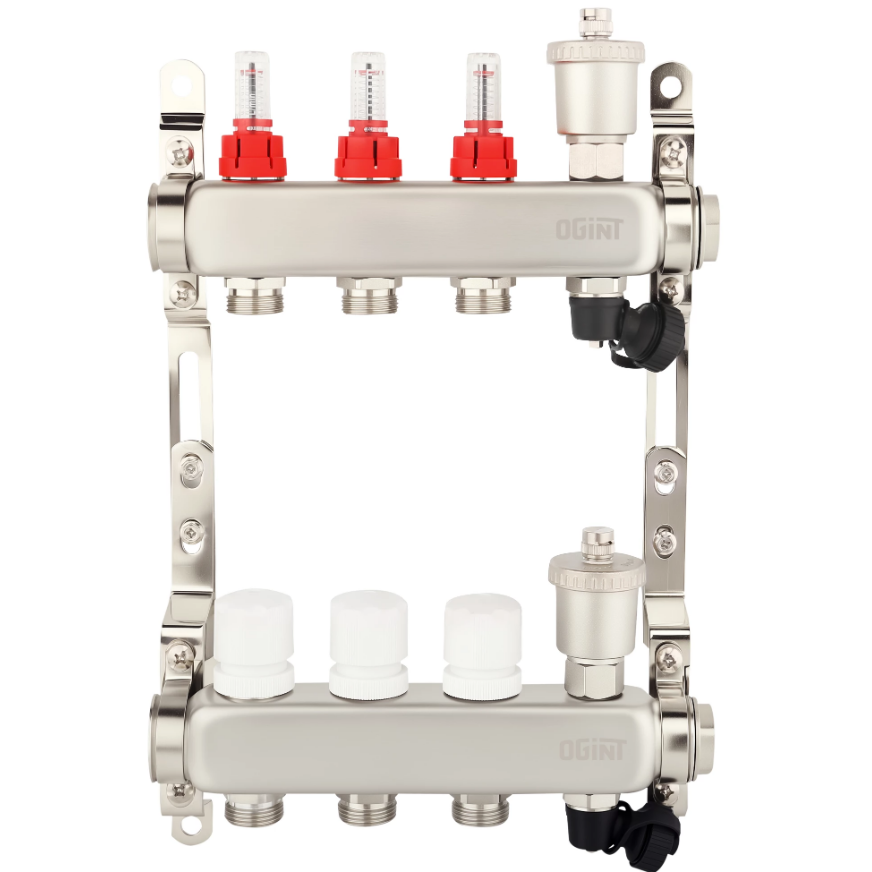 OGINT 9505-03 (130-0045), Коллекторная группа из нержавеющей стали, 1' вн/вн, 4 выхода 3/4" наружный, под евроконус
