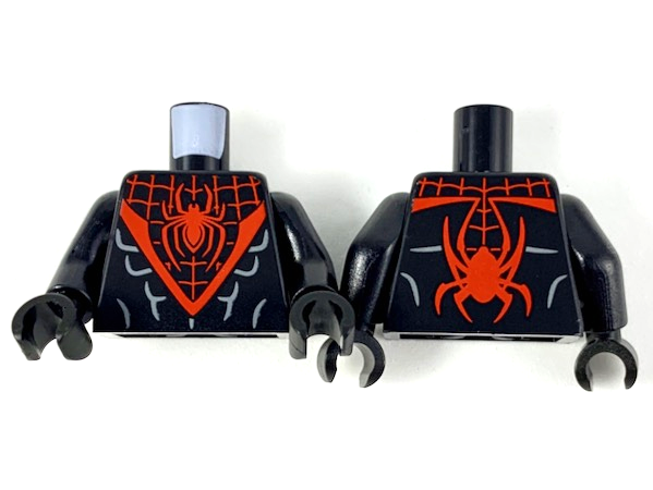 Torso Large Red 'V' with Webbing and Spider Pattern / Black Arms / Black Hands, 973pb3462c01 Black U