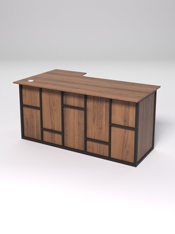 Стол эргономичный офисный СЭ-18А (правосторонний) "стронг" в стиле лофт декор №3, Орех