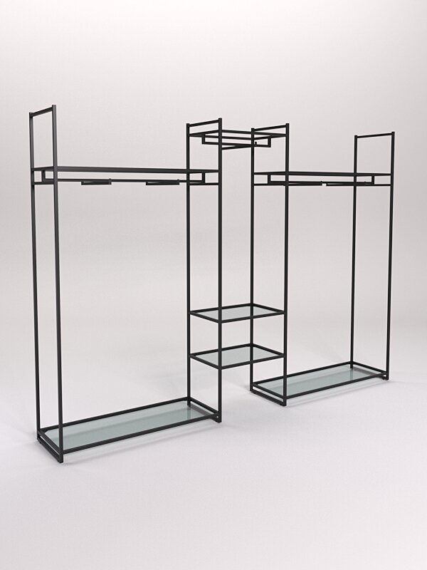 Стеллаж "Стронг" №63 в стиле лофт со стеклянными полками. Производитель товара - компания Westcom.