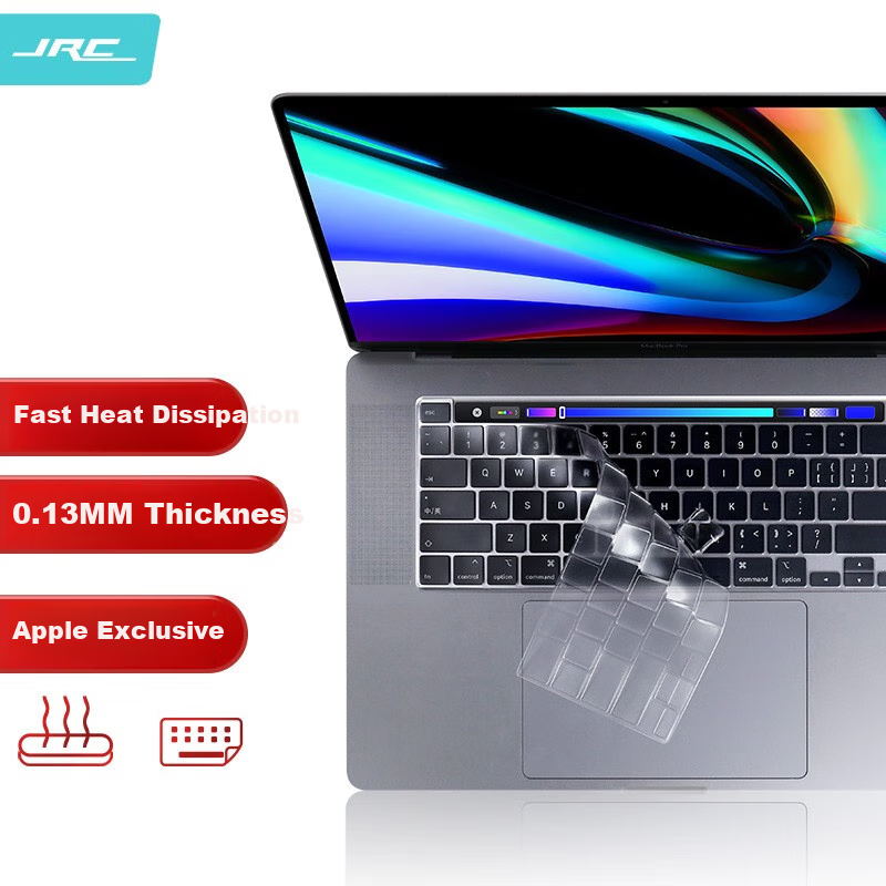 Jichuan Apple MacBook Pro 16-inch Keyboard Cover 2019 A2141 Laptop Keyboard Protector Touch Bar TPU Ultra-Thin Transparent Waterproof Dust Cover
