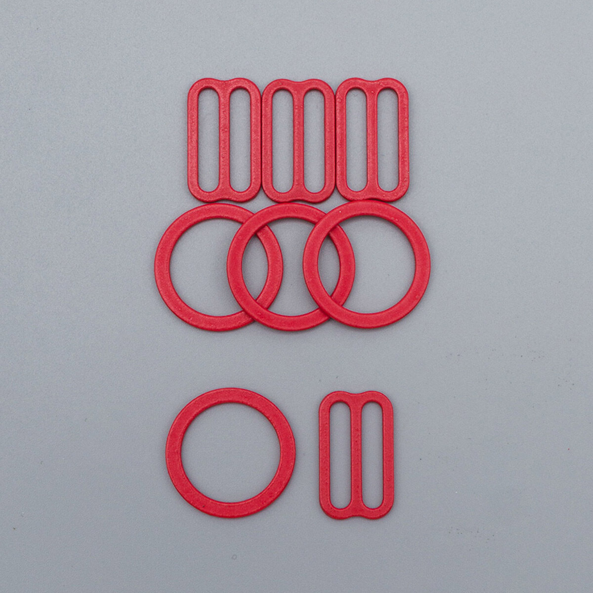 Набор металлической фурнитуры для бюстгальтера, цвет 100 красный (кольцо 14 мм - 4 шт, регулятор 15 мм - 4 шт)