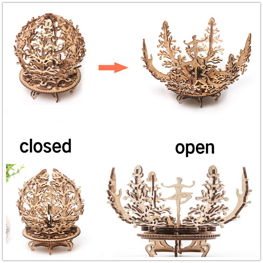 Цветок Механическая деревянная модель Набор Головоломка Сборка Самоходная образовательная игрушка
