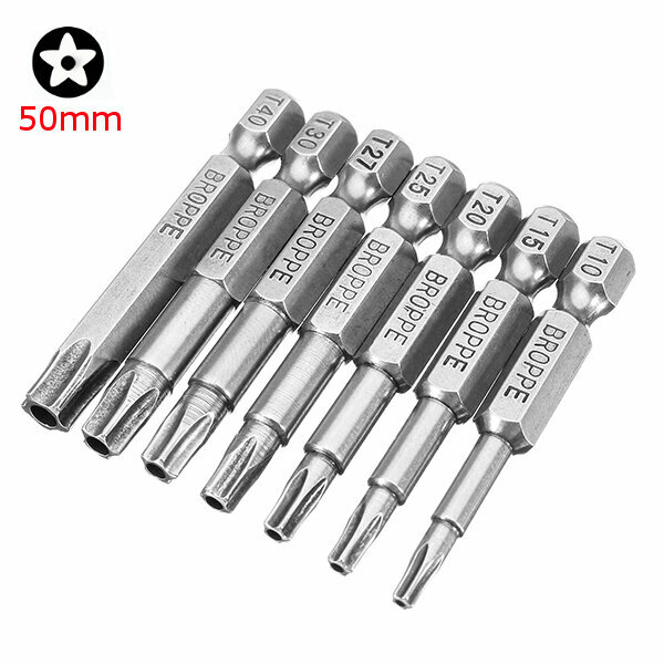 Инструмент Broppe 7 шт. 50 мм Длина Звезда Магнитная отвертка Биты T10-T40 1/4 Шестигранный хвостовик Набор отверток