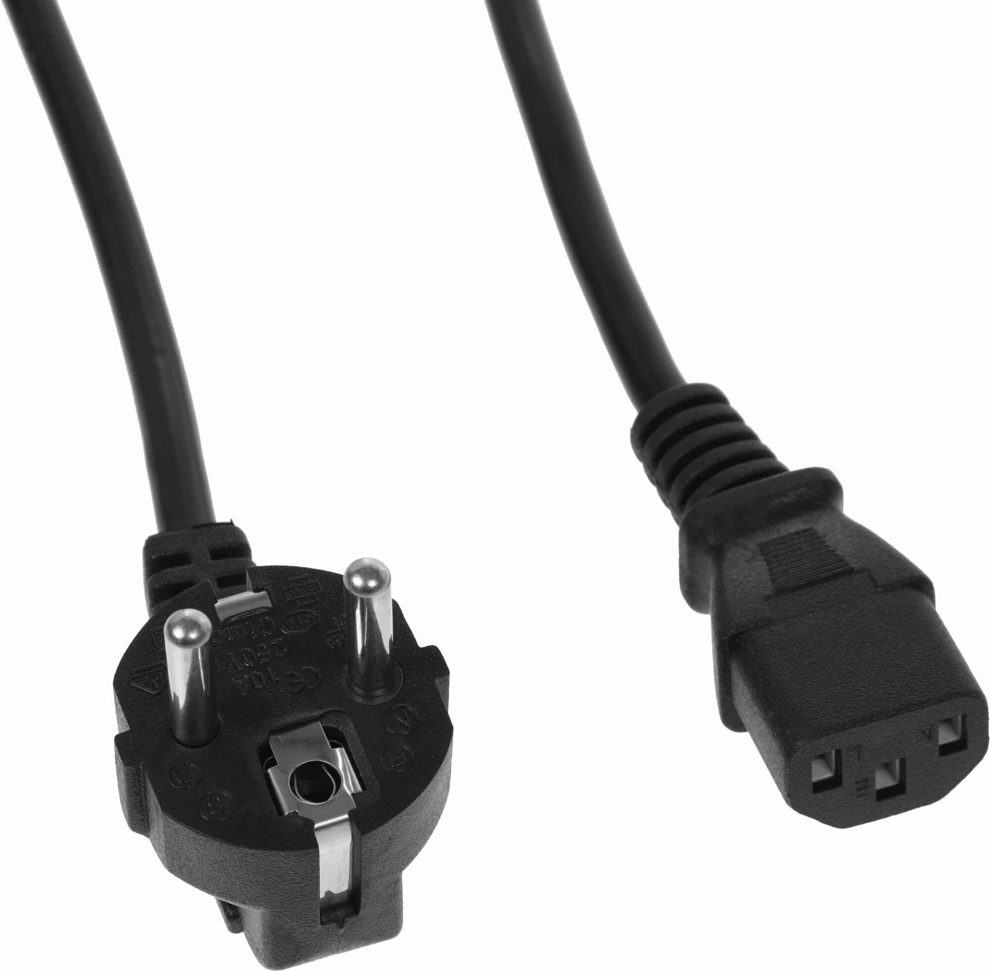 KP-PC-EURO-C13-3M / Кабель сетевой KINGPRICE KP-PC-Euro-C13-3m, Евровилка (угловой) - IEC C13 (пря